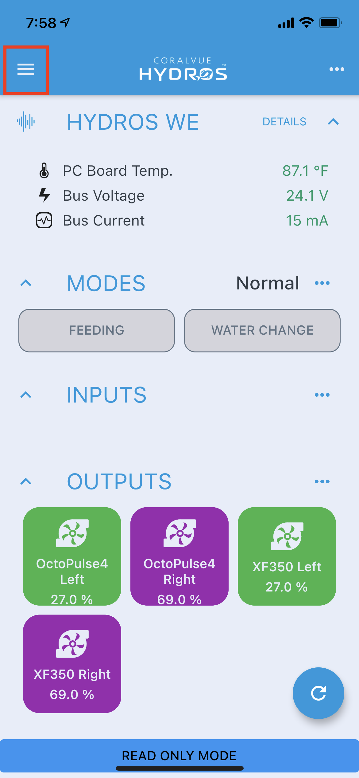 HYDROS | HYDROS Control - Read Only Mode